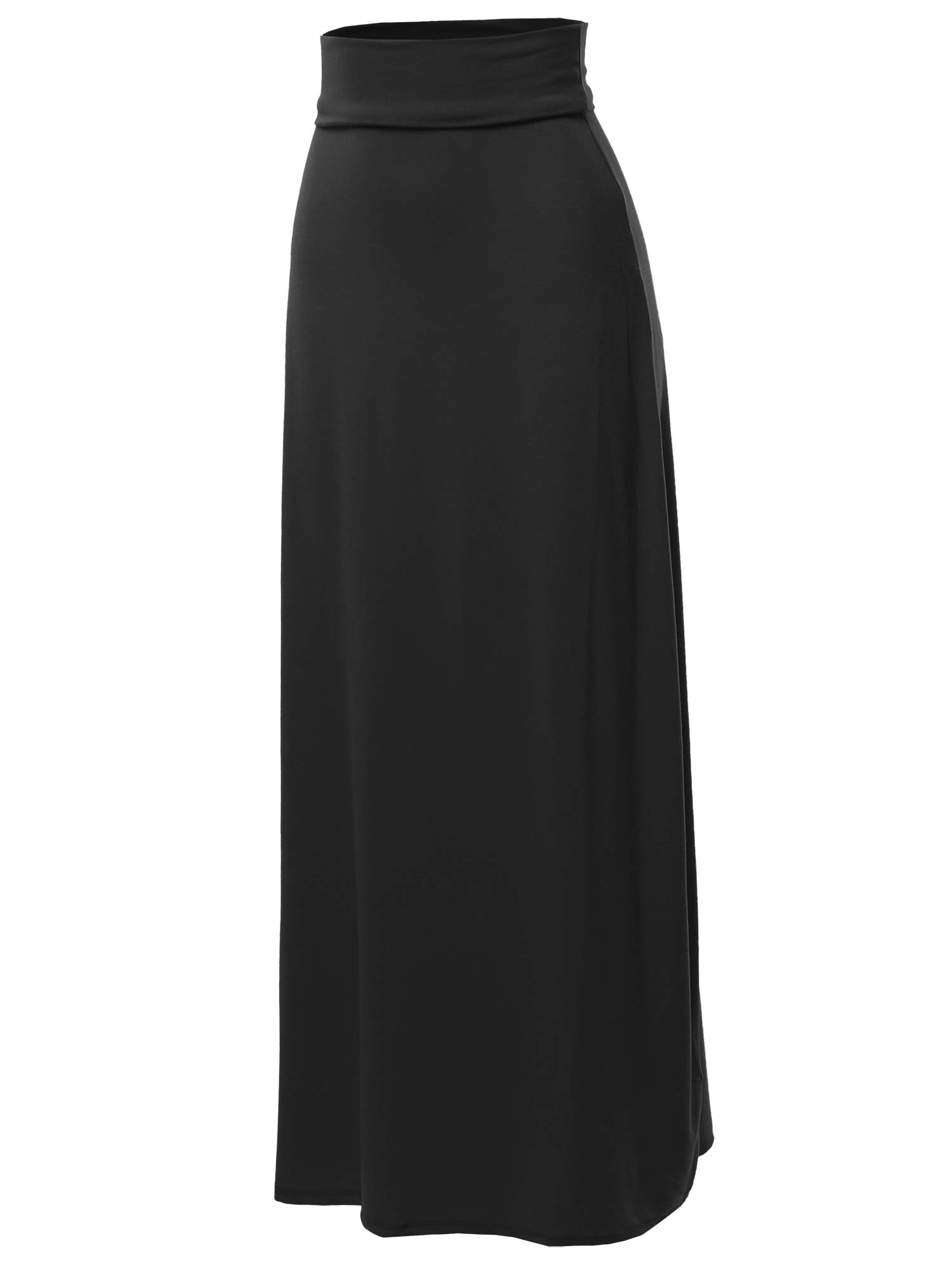 A2Y Basic Foldable High Waist Floor Length Maxi Skirts Black XL
