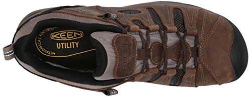 KEEN Utility Men's Flint 2 Low Steel Toe Waterproof Non Slip Work Shoe, Cascade Brown/Orion Blue, 10.5 Wide US