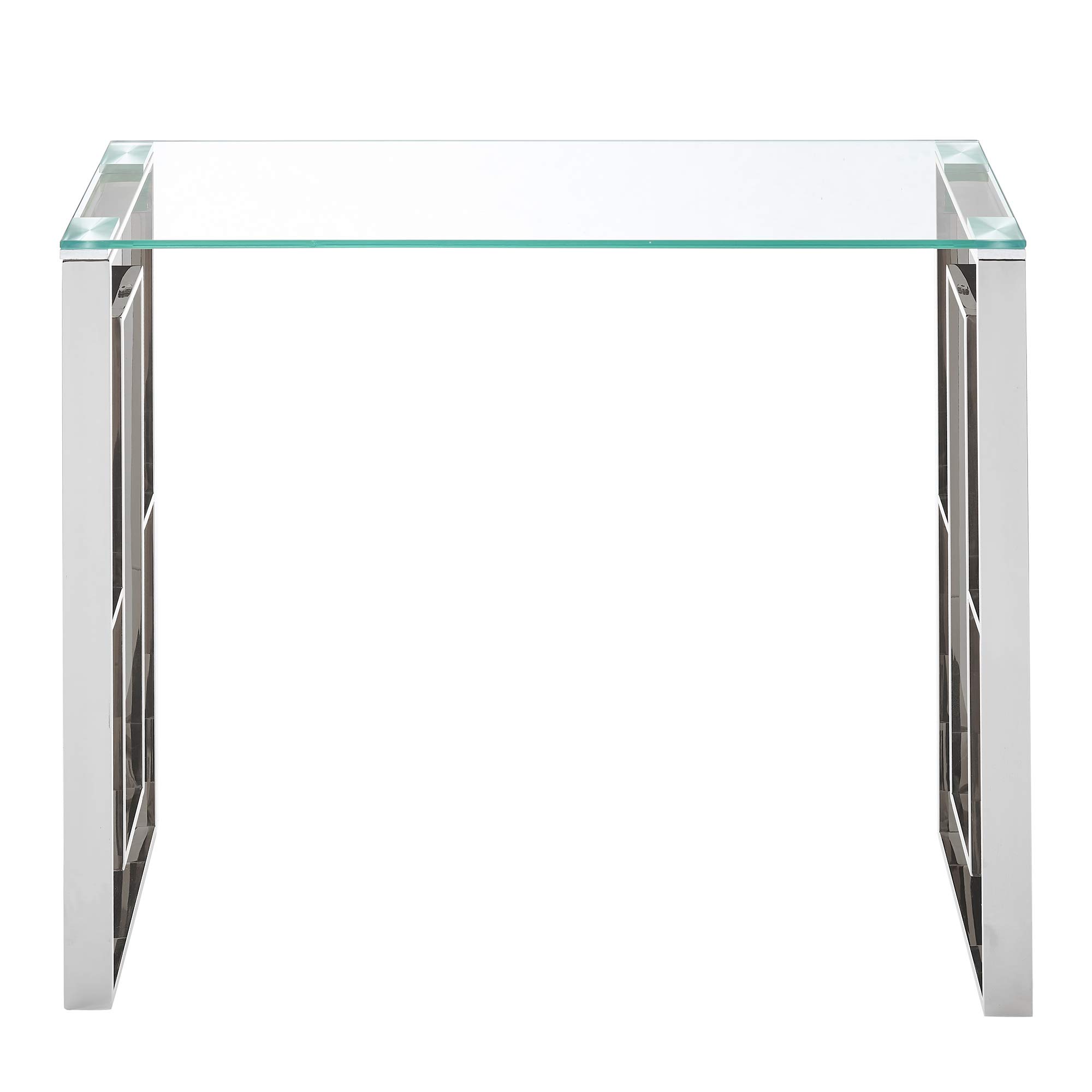 Whi Contemporary Console, Sofa, Glass and Chrome TABLE, SILVER