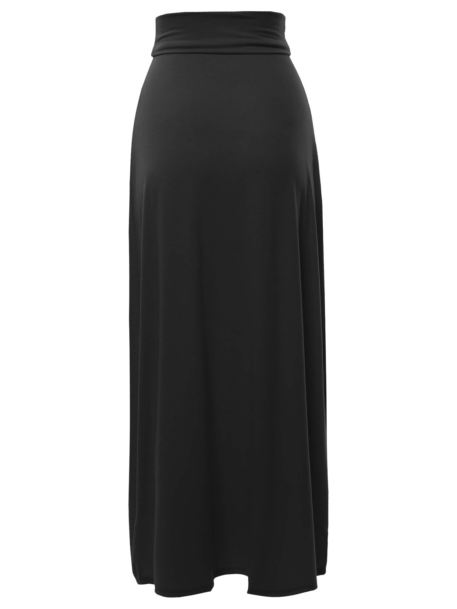 A2Y Basic Foldable High Waist Floor Length Maxi Skirts Black XL