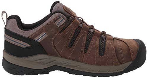 KEEN Utility Men's Flint 2 Low Steel Toe Waterproof Non Slip Work Shoe, Cascade Brown/Orion Blue, 10.5 Wide US