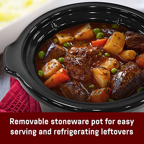 Elite Gourmet MST-250XS Electric Slow Cooker Ceramic Pot, Adjustable Temp, Entrees, Sauces, Stews & Dips, Dishwasher Safe Glass Lid & Crock, 1.5 Quart, Stainless Steel