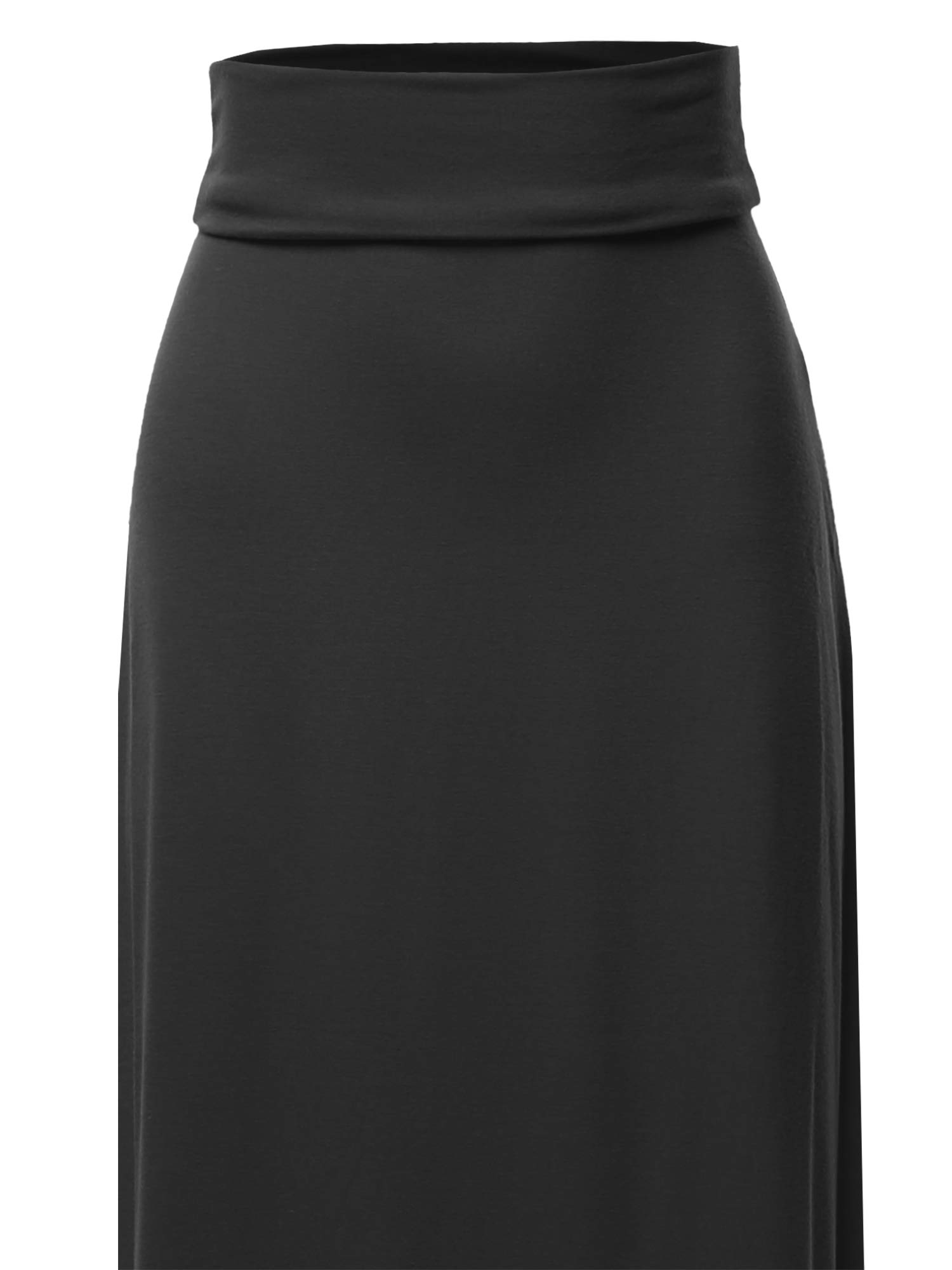 A2Y Basic Foldable High Waist Floor Length Maxi Skirts Black XL