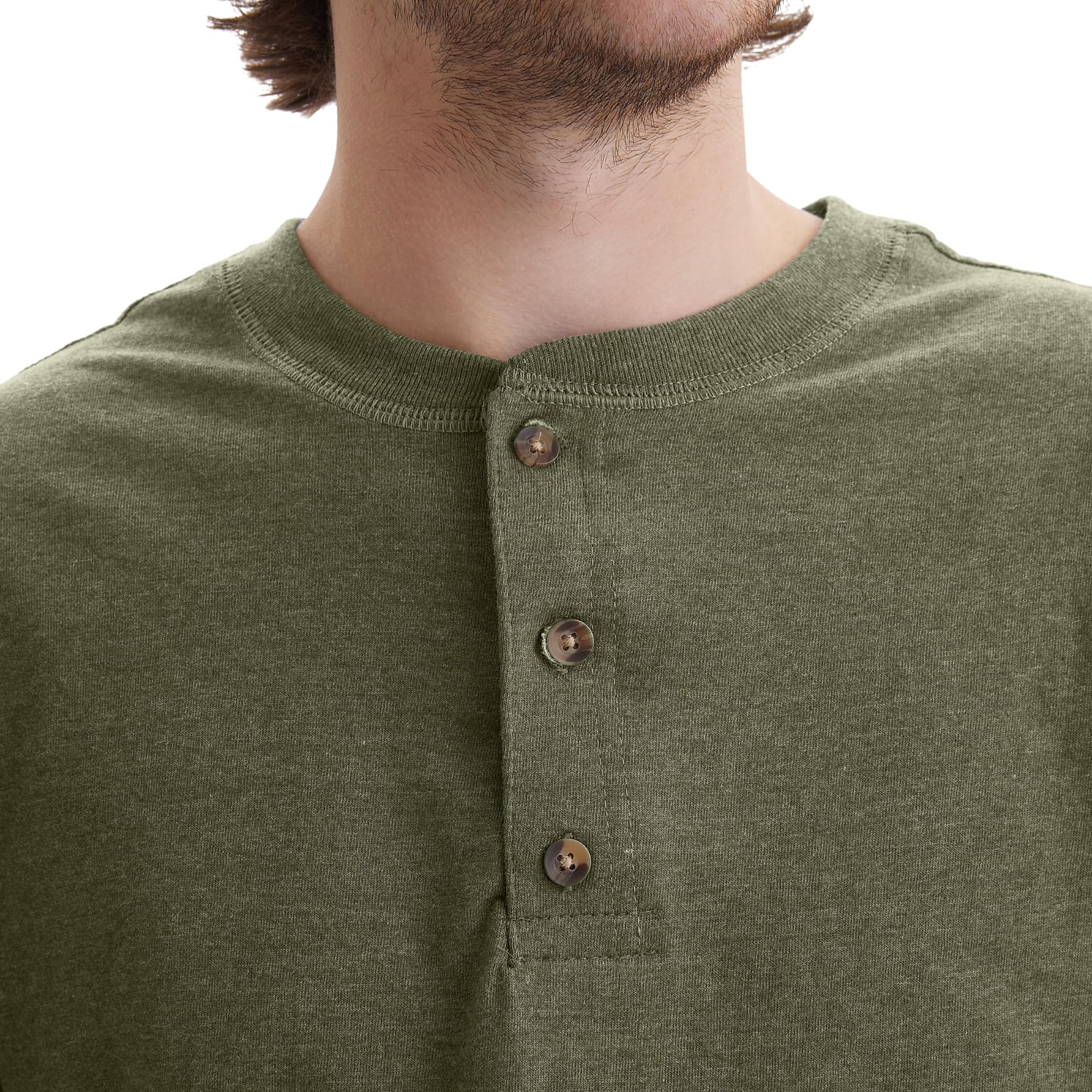 Hanes Mens T-shirts, Beefyt Cotton Long Sleeve Henley, Camouflage Green Heather, XX-Large US