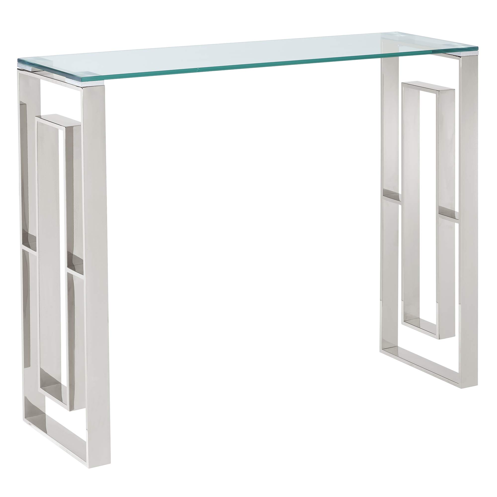 Whi Contemporary Console, Sofa, Glass and Chrome TABLE, SILVER