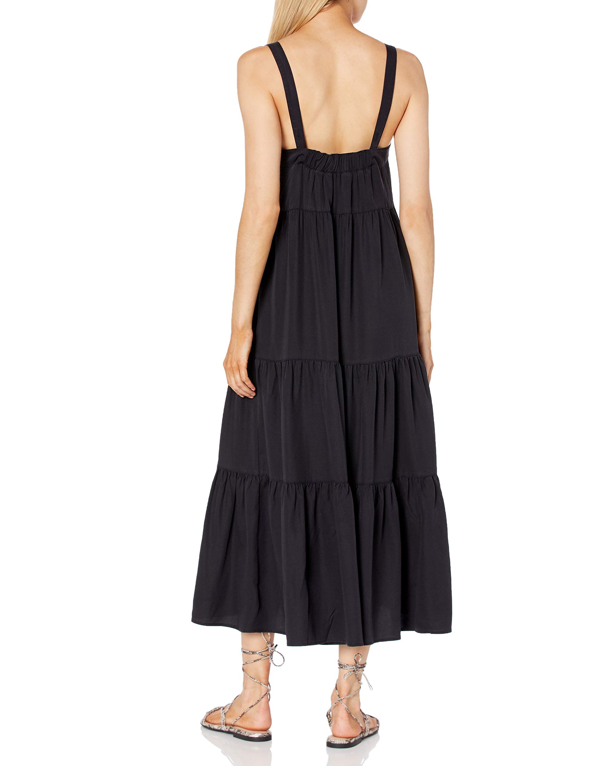 The Drop Women's Britt Tiered Maxi Tent Dress, Off-Black, S