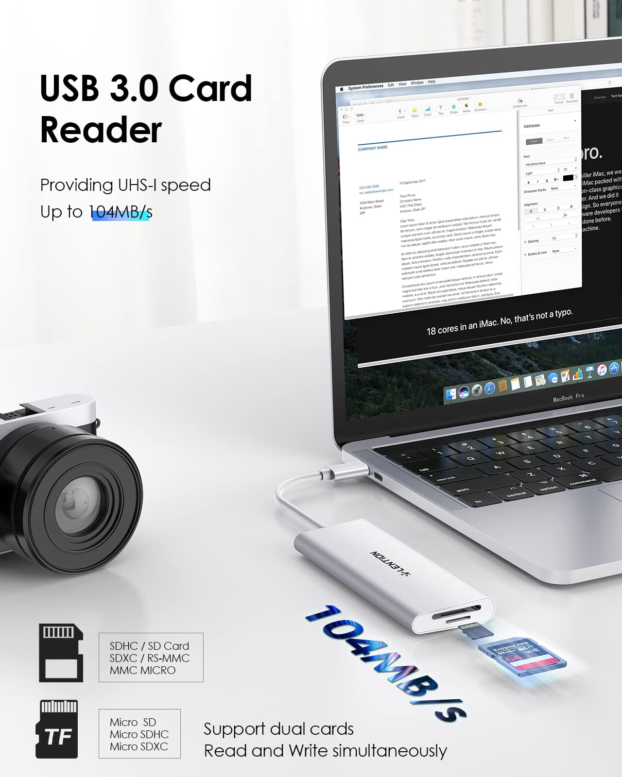 LENTION USB C Hub with 4K HDMI, 3 USB 3.0, SD/Micro SD 3.0 Card Reader, Compatible 2023-2016 MacBook Pro, New Mac Air/Surface, Chromebook, iPhone15 or More, Stable Driver Adapter (C34, Silver)