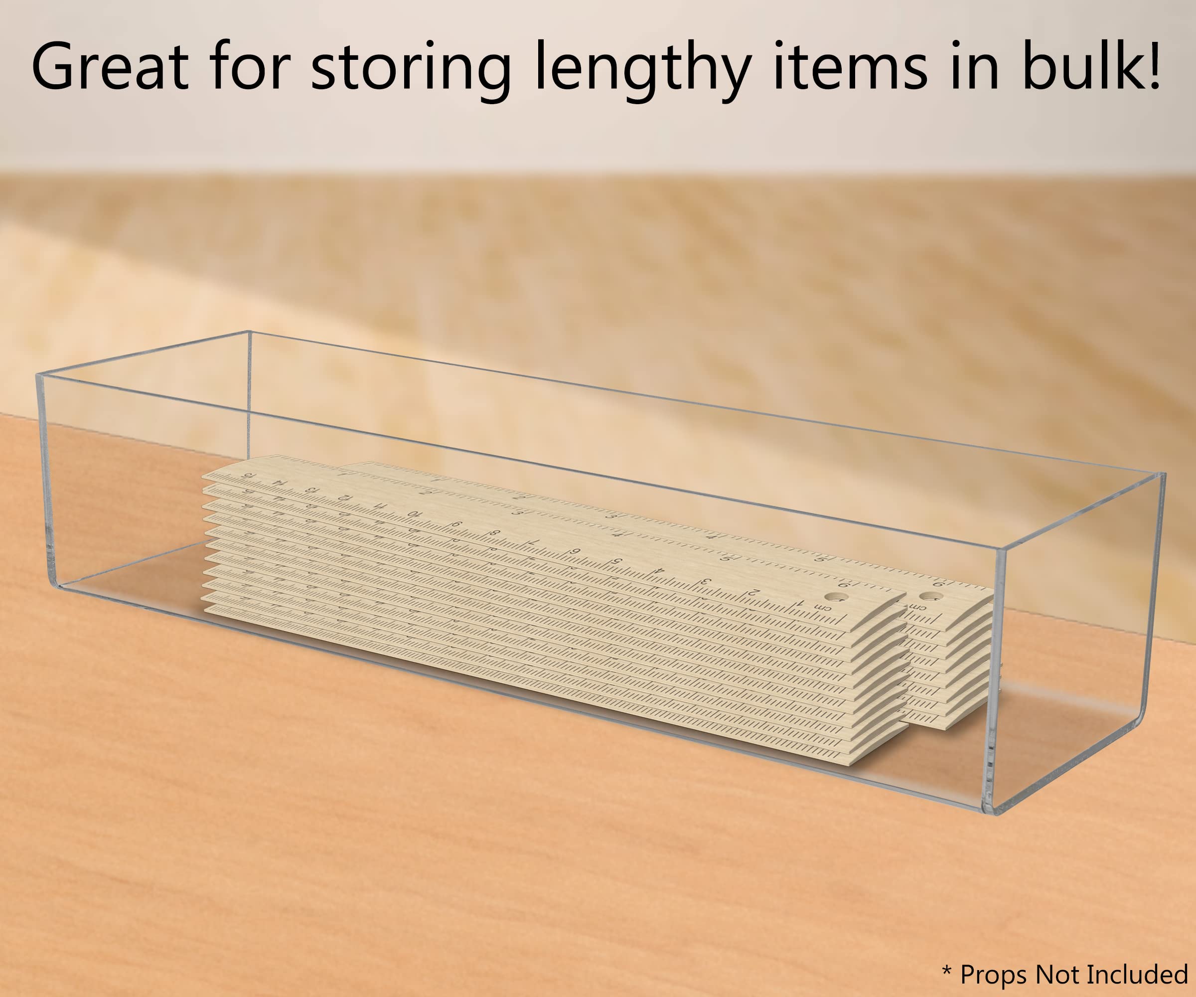 Marketing Holders 6 Pack Acrylic Retail Tray One Compartment 15" Wide x 4" Deep Countertop Merchandise Dump Bin See Through Flippable Storage Caddy for Expos Businesses and Tradeshows