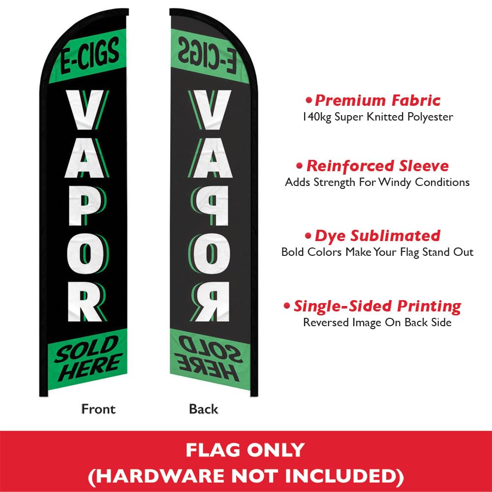 Infinity Republic - Vapor (Green & Black) Windless Full Sleeve Banner Swooper Flag - Perfect for Smoke Shops, Businesses, Vape Shops, Trade Shows etc!
