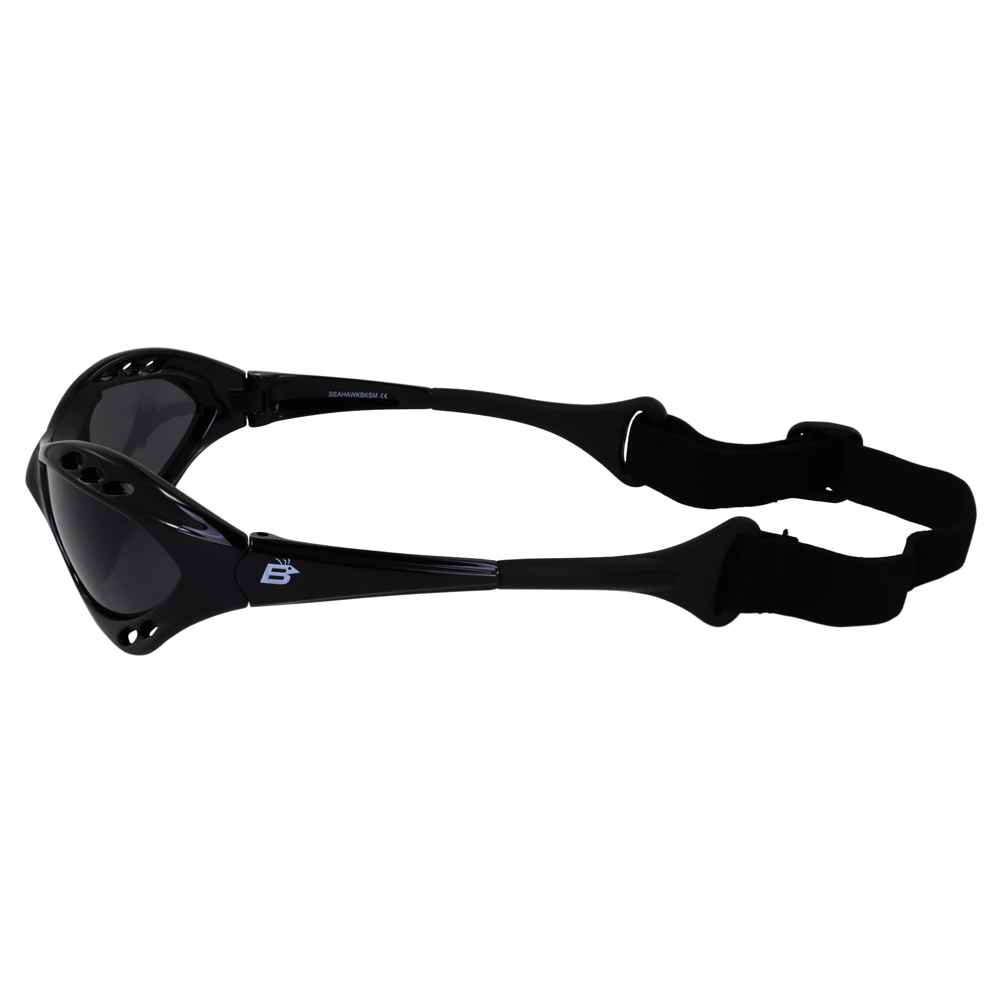 Birdz Eyewear Seahawk Polarized Sunglasses Jet Ski Goggles Sport Kite-Boarding, Surfing, Kayaking 2 Pairs Black Frames with Smoke & Blue Lenses