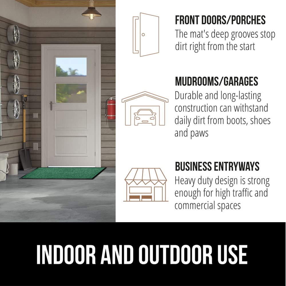 Gorilla Grip Traffic Guard Door Mat, 2 Pack, Heavy Duty Waterproof Doormat, Commercial Office Space Welcome Mats, Stain and Fade Resistant, Low Profile, Strong Rubber Backing, 29x17, Green