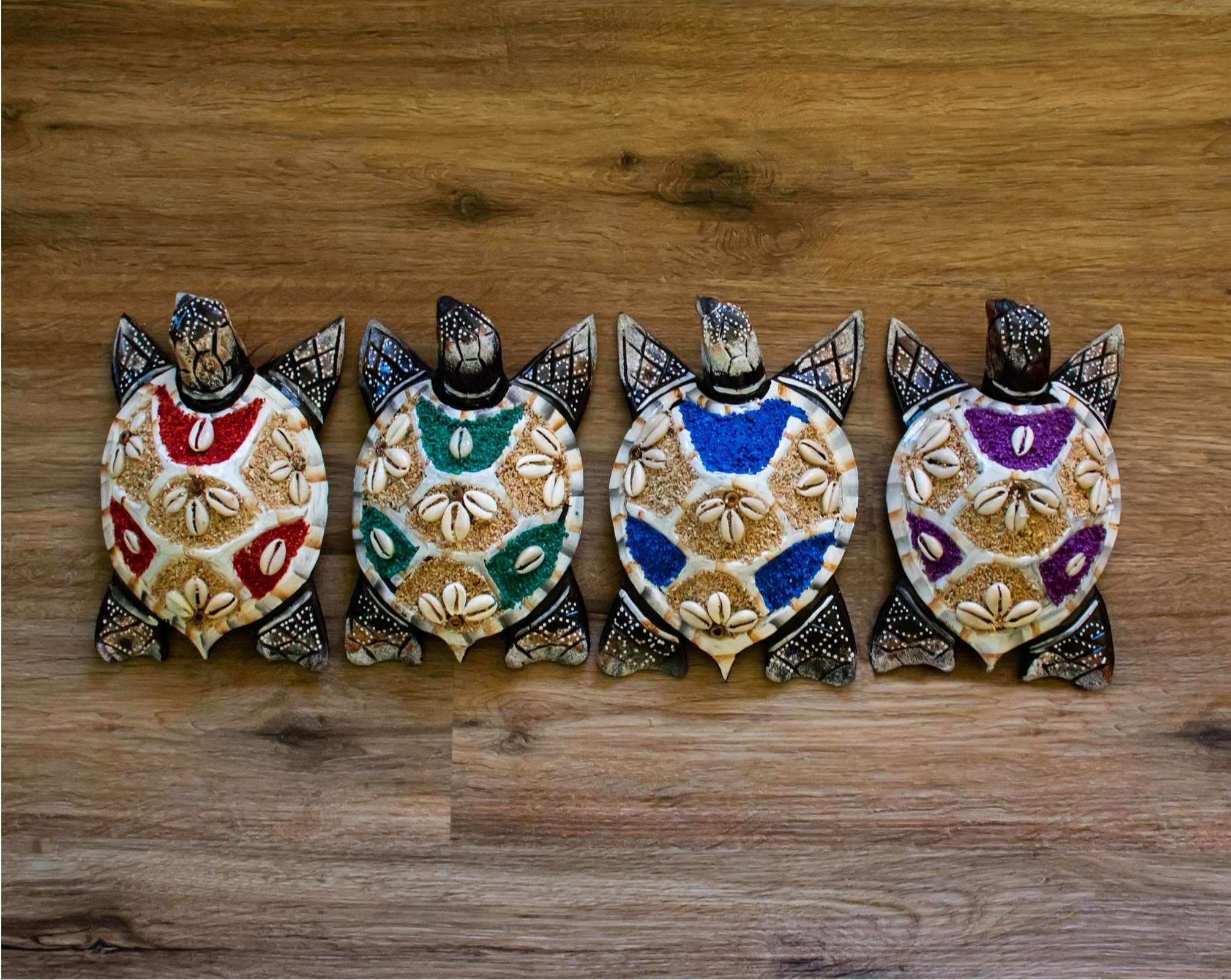 G6 COLLECTION Wooden Tortoise Turtle Home Decor Sculpture Statue Hand Carved Decorative Accent Figurine Handcrafted Handmade Seaside Tropical Nautical Ocean Coastal Decoration Wall Hanging (Green)