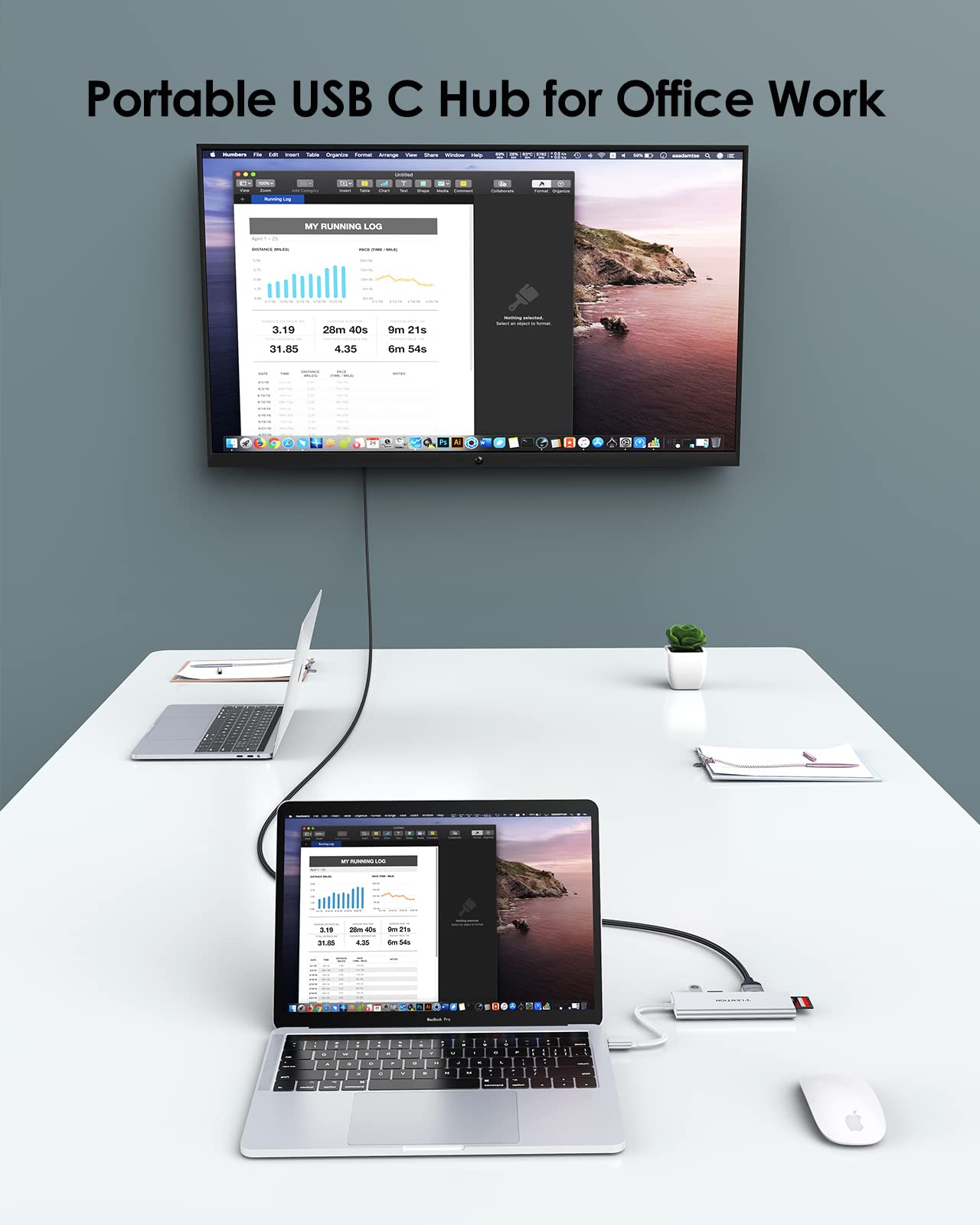 LENTION USB C Hub with 4K HDMI, 3 USB 3.0, SD/Micro SD 3.0 Card Reader, Compatible 2023-2016 MacBook Pro, New Mac Air/Surface, Chromebook, iPhone15 or More, Stable Driver Adapter (C34, Silver)