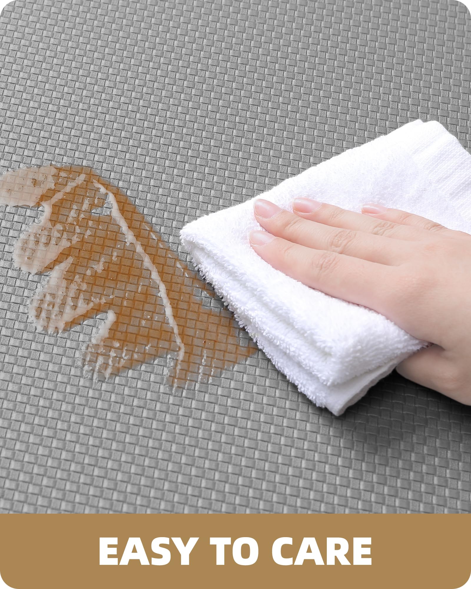 Color G Kitchen Rugs, Runner Cushioned Anti-Fatigue, Non Skid Waterproof Comfort Standing Floor Mats, Memory Foam, 17"x59", Grey