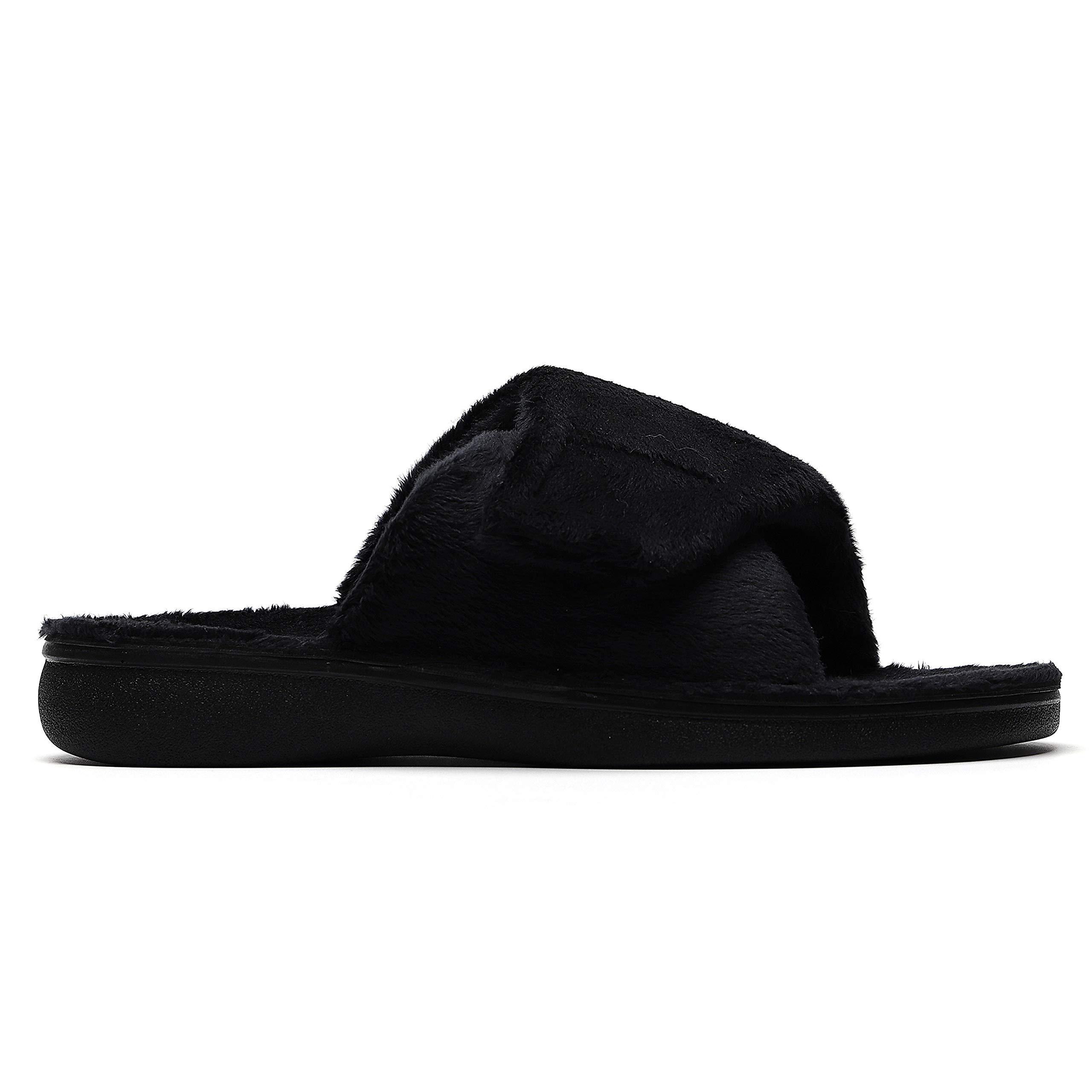 SOLLBEAM Women's Plantar Fasciitis Fuzzy House Orthopedic Adjustable Slippers With Arch Support Orthotic Heel Cup Sandals For Ladies