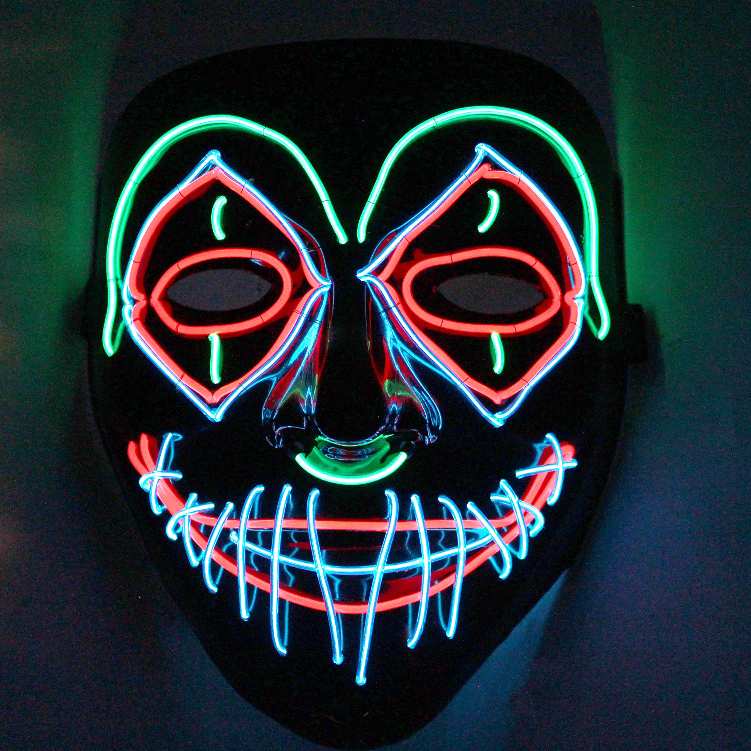 JOYIN Halloween LED Scary Mask Light Up LED Mask Cool Costume Accessories, Glow in the Dark Halloween Clown Mask for Kids Halloween Cosplay Costume Party Dress Up