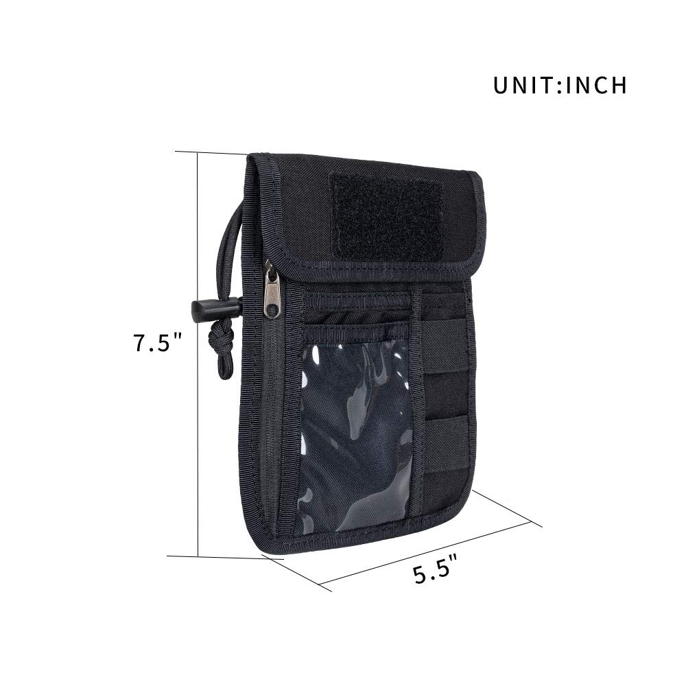 EXCELLENT ELITE SPANKER Passport Holder Nylon Neck Pouch RFID Blocking Travel Neck Wallet ID Card Organizer Pouch with Neck Lanyard(Black)