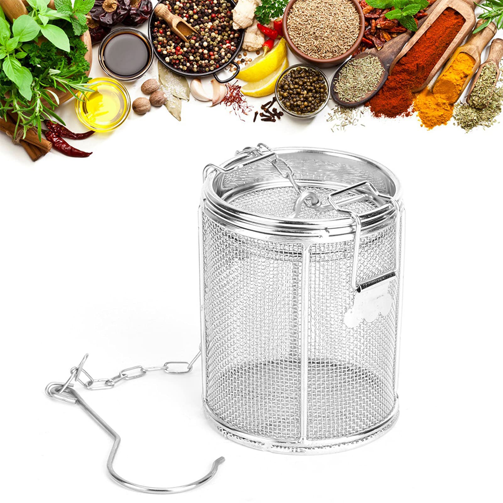 Spice Filter, Stainless Steel Wire Mesh Design Tea Strainer Soup Seasonings Seperation Basket Filter for Home Kitchen