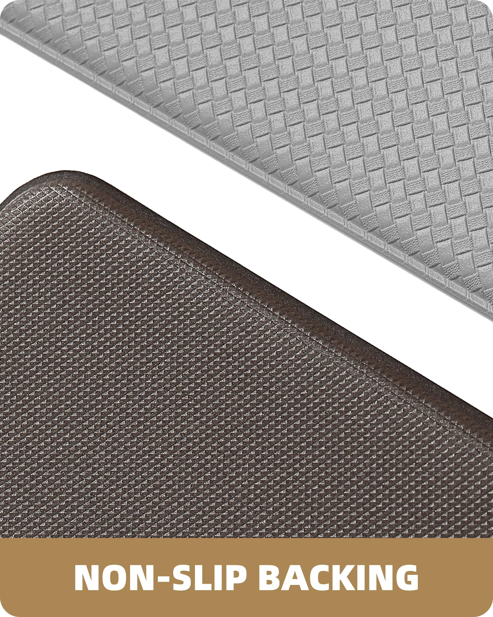 Color G Kitchen Rugs, Runner Cushioned Anti-Fatigue, Non Skid Waterproof Comfort Standing Floor Mats, Memory Foam, 17"x59", Grey