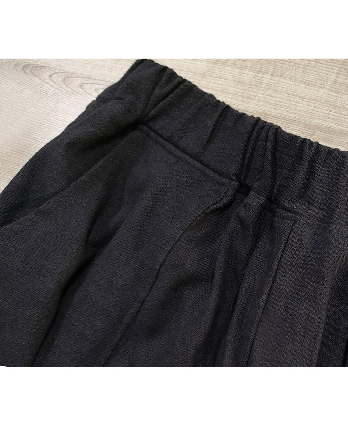IXIMO Women's Casual Cotton Linen Baggy Pants with Elastic Waist Relax Fit Lantern Trousers Black XL