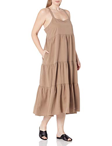 The Drop Women's Brit Tiered Ankle Maxi Tent Dress, Mushroom, L