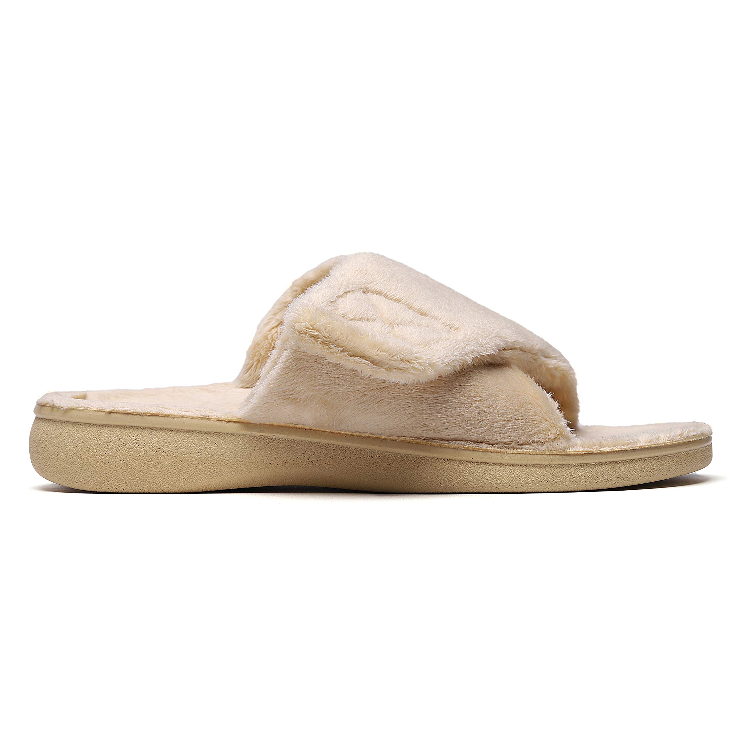 SOLLBEAM Women's Plantar Fasciitis Fuzzy House Orthopedic Adjustable Slippers With Arch Support Orthotic Heel Cup Sandals For Ladies