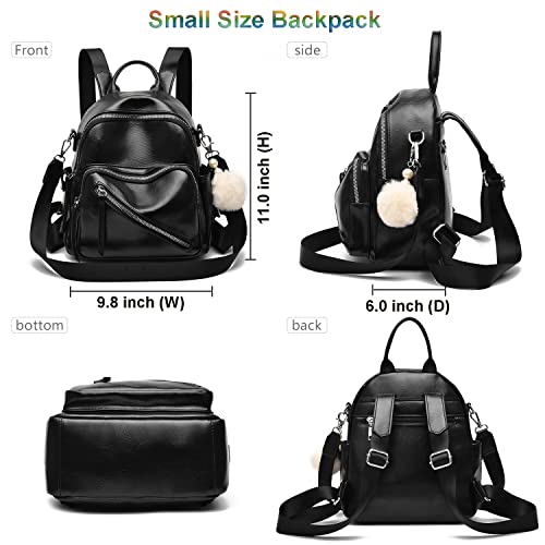Women Cute Mini Leather Backpacks, Convertible Shoulder Bag Casual Holiday Small Rucksack, Green