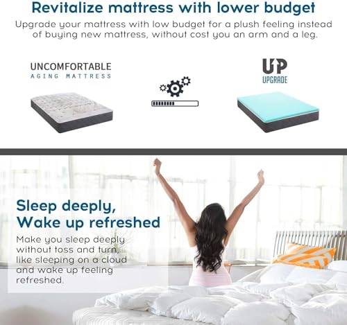 Nelaukoko 2 Inch Memory Foam Mattress Topper Queen Mattress Pad, Ventilated Gel Bed Foam Topper Queen Size