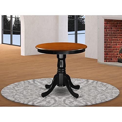East West Furniture EMT-BCH-TP Eden Kitchen Dining Table - a Round Solid Wood Table Top with Pedestal Base, 30x30 Inch, Black & Cherry