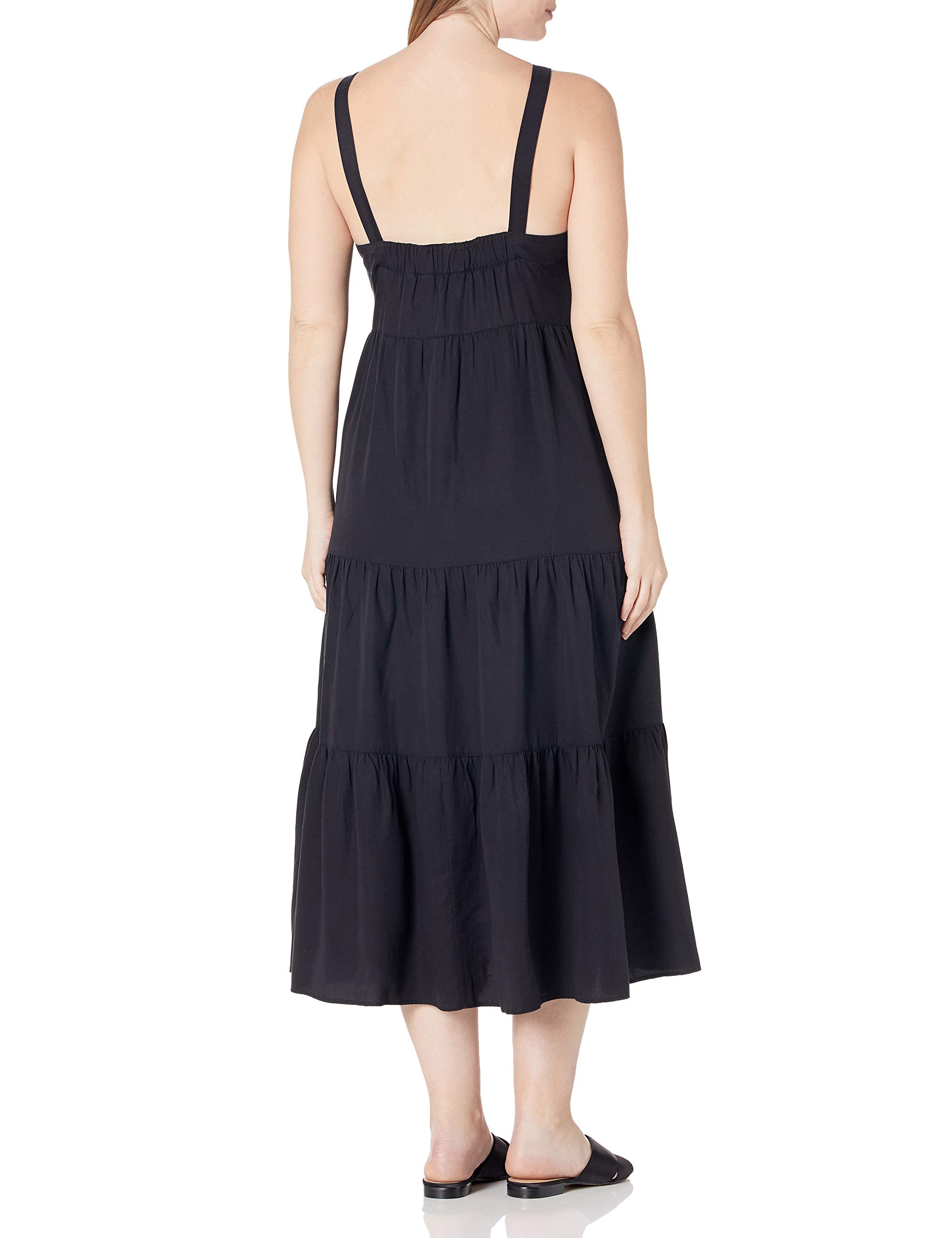 The Drop Women's Britt Tiered Maxi Tent Dress, Off-Black, S