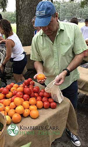 ZERO WASTE ORGANIC COTTON MESH REUSABLE PRODUCE BAG SET | Premium Washable Bags for Fresh Fruits & Vegetables | Compostable, Biodegradable | Sustainable Alternative to Plastic Bags | 4 Sizes | 7 Bags