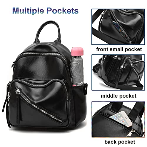 Women Cute Mini Leather Backpacks, Convertible Shoulder Bag Casual Holiday Small Rucksack, Green