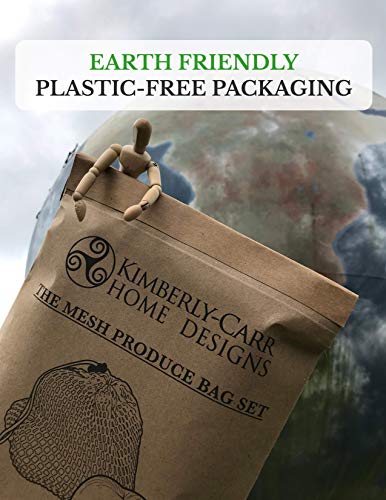 ZERO WASTE ORGANIC COTTON MESH REUSABLE PRODUCE BAG SET | Premium Washable Bags for Fresh Fruits & Vegetables | Compostable, Biodegradable | Sustainable Alternative to Plastic Bags | 4 Sizes | 7 Bags