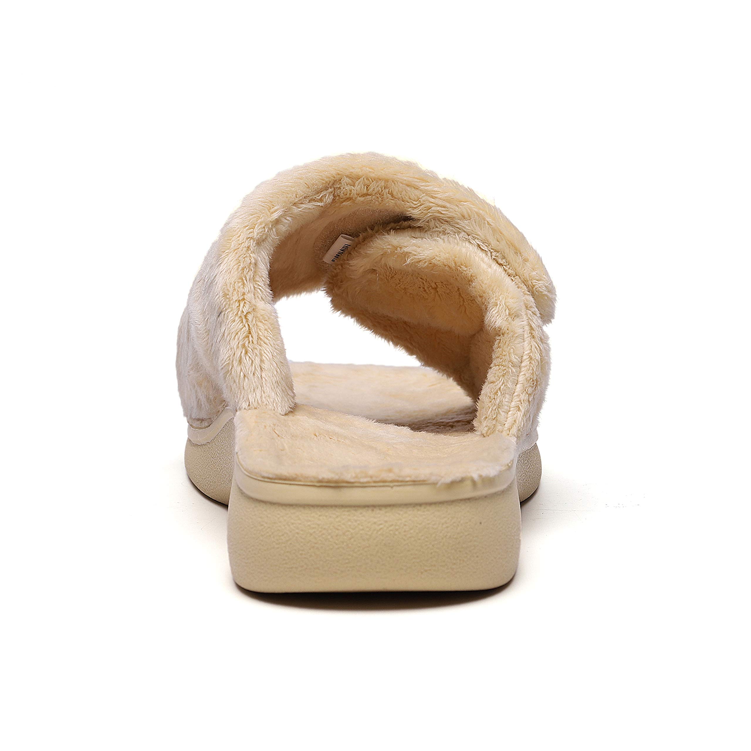 SOLLBEAM Women's Plantar Fasciitis Fuzzy House Orthopedic Adjustable Slippers With Arch Support Orthotic Heel Cup Sandals For Ladies