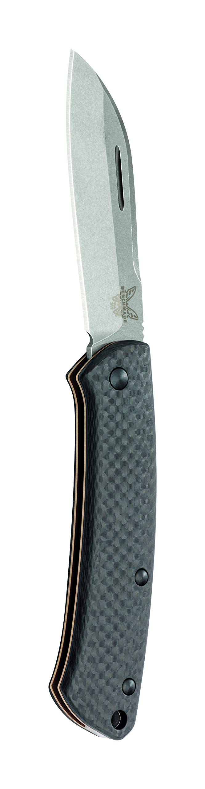 Benchmade - Proper 319-2 Knife, Sheepsfoot Blade, Plain Edge, Satin Finish, Carbon Fiber Handle, Made in the USA