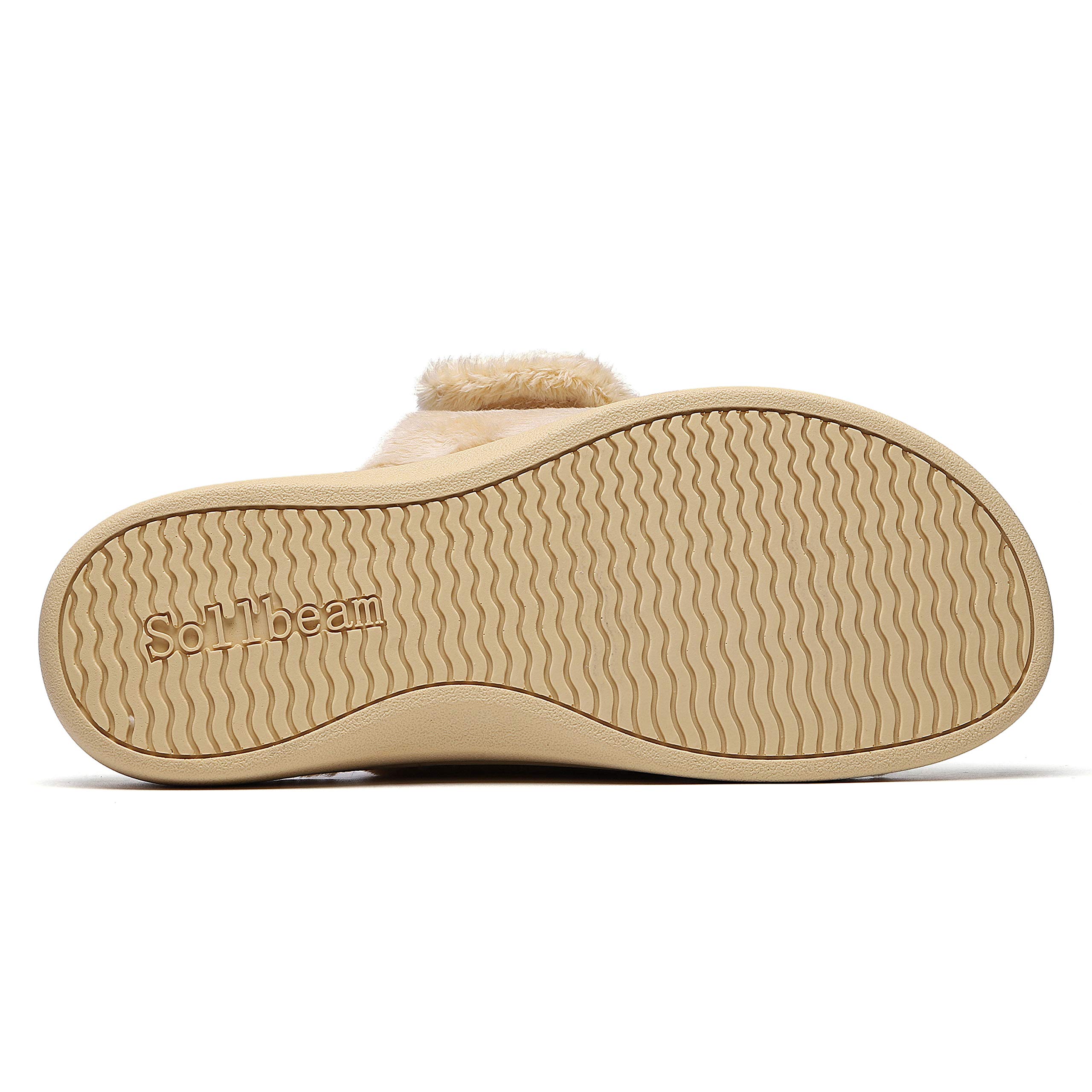 SOLLBEAM Women's Plantar Fasciitis Fuzzy House Orthopedic Adjustable Slippers With Arch Support Orthotic Heel Cup Sandals For Ladies