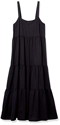 The Drop Women's Britt Tiered Maxi Tent Dress, Off-Black, S