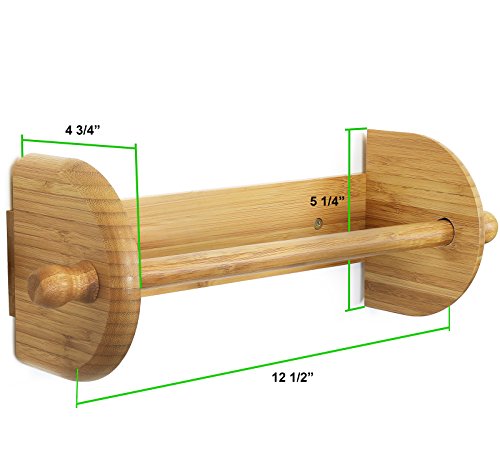 Greenco Wall Mount Paper Towel Holder, Made with Premium Bamboo Wood, Fits of Paper Towels, Space Saver for Kitchens & Bathrooms