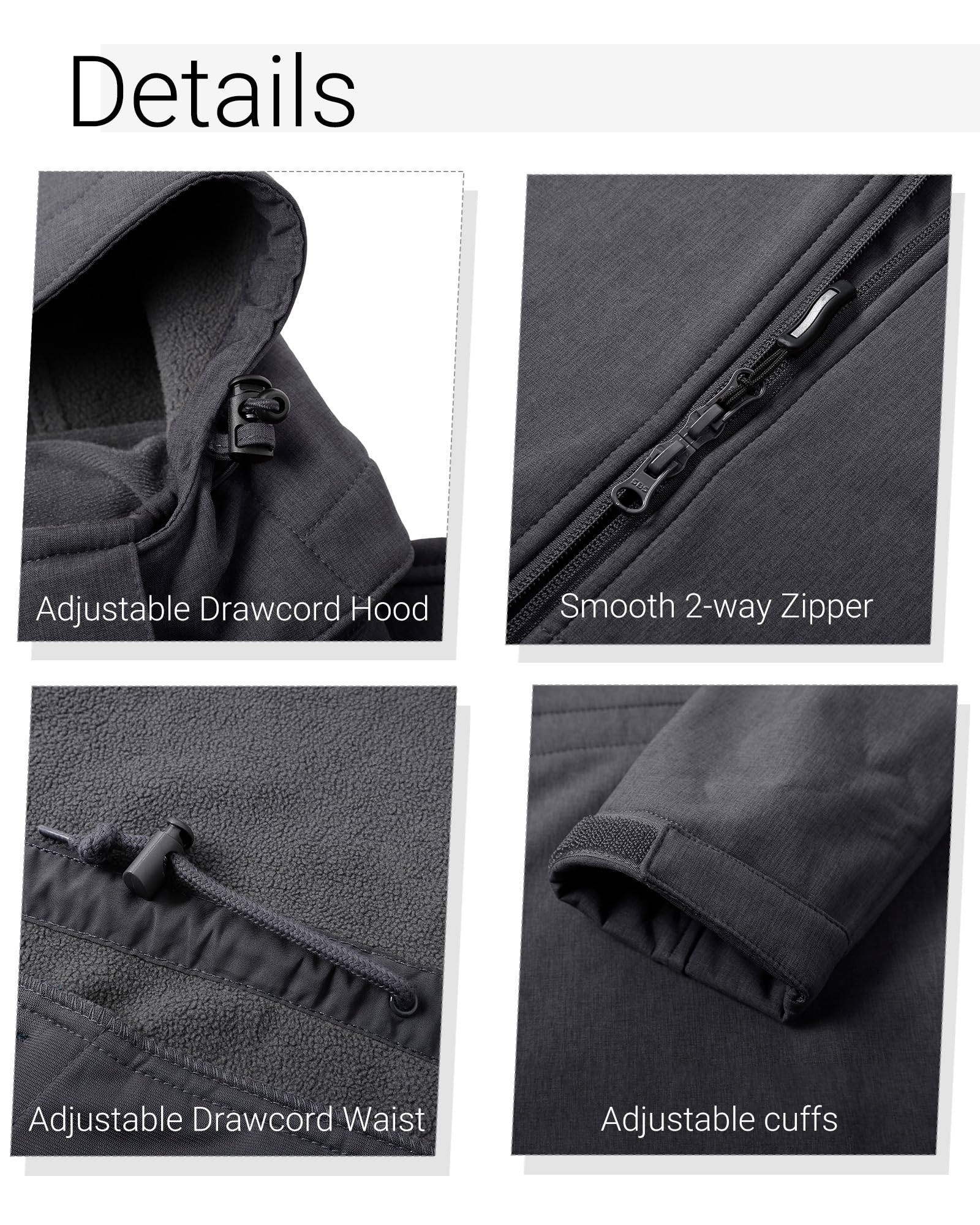 Outdoor Ventures Women's Softshell Jacket with Removable Hood Fleece Lined Windbreaker Insulated Long Warm Rain Jacket