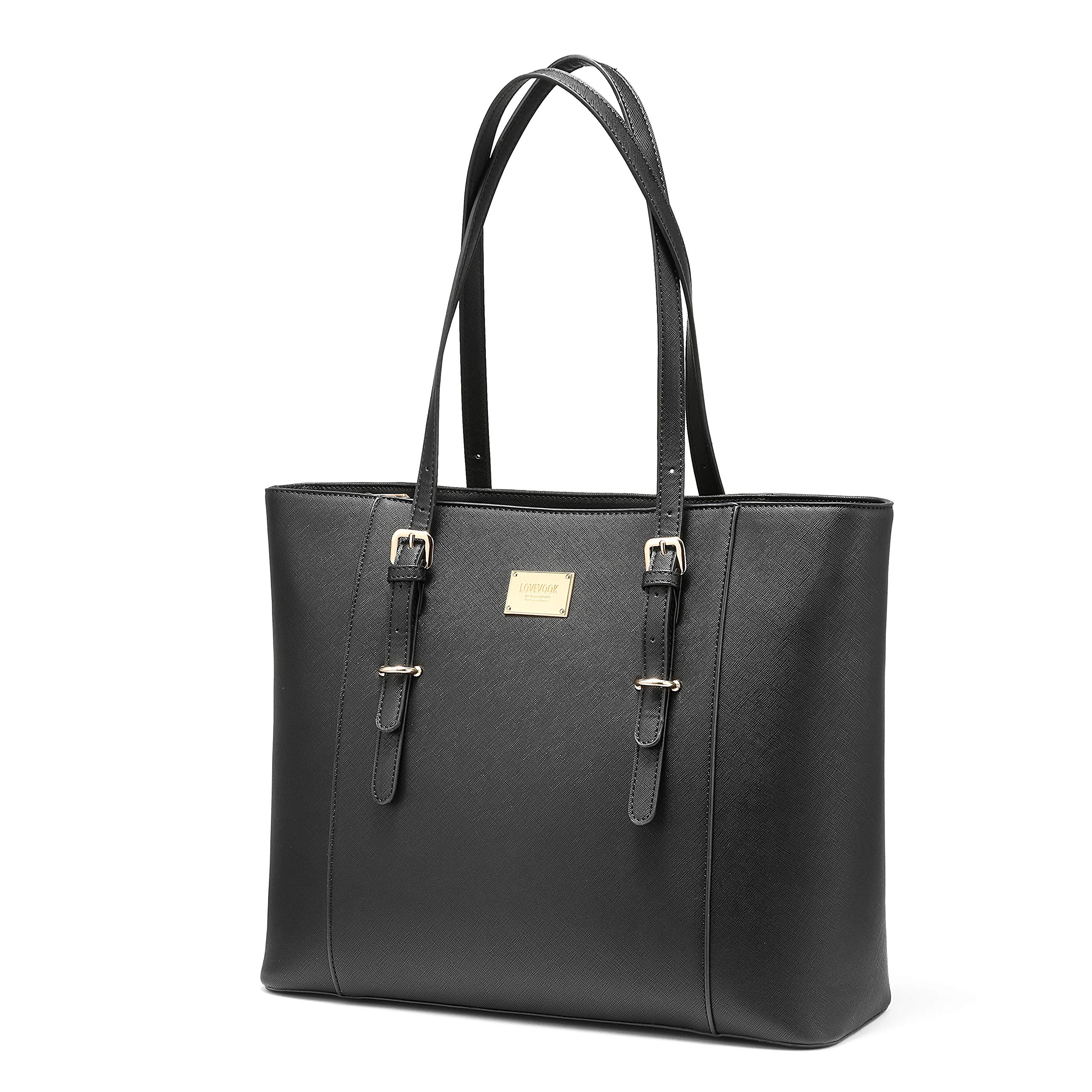 14-Inch Laptop Bag for Women, Professional Computer Bags - Laptop Purse with Padded Compartment - Fit Under Airplane Seat (Black)
