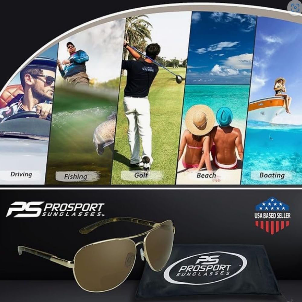 proSPORT Aviator Polarized Bifocal Sunglass Readers Fishing Driving Brown Lens Spring Hinge Men Women 2.5 1.50 1.75 2.00 2.25 2.50