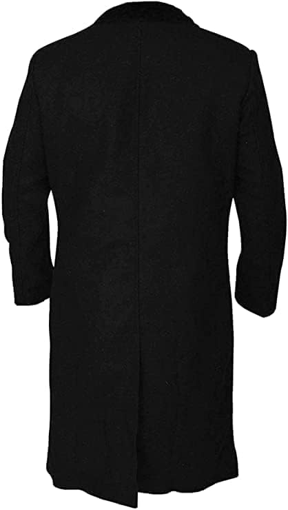 Men's New Black Black Woolen Long Trench Winter Coat Jacket (US, Alpha, XX-Large, Regular, Regular, Black)