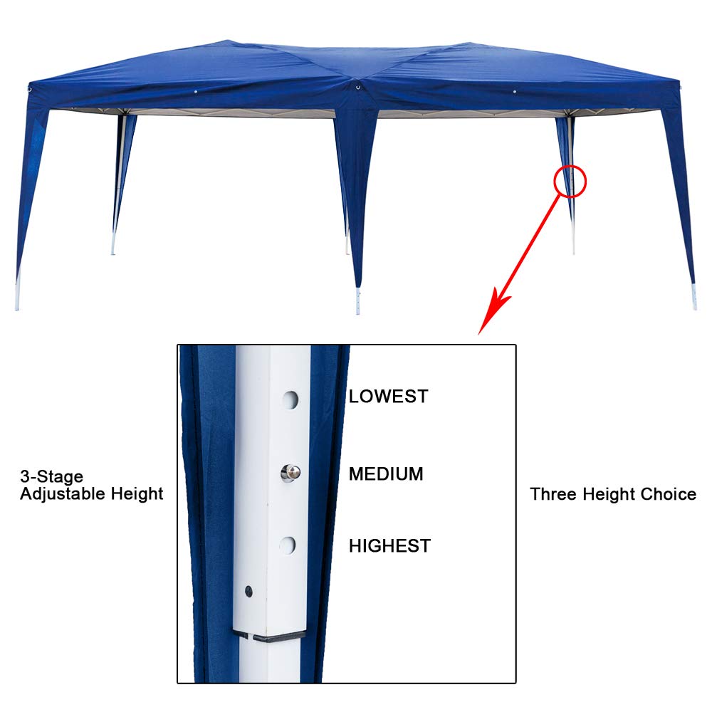 Simply-Me 10' x 20' Outdoor Canopy Tent Heavy Duty Pop Up Gazebo Canopy Party Tent Adjustable Practical Waterproof Folding Tent,4 Removable Sidewalls,2 Brighter Windows,w/Carry Bag,Blue