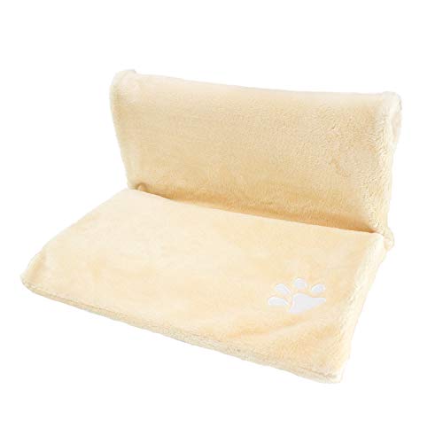 Downtown Pet Supply Cat Hammock Bed - Cat Shelf - Warm and Cozy Plush Nap Mat with Wire Bed Frame - Strong & Secure - Beige - 18.5 in x 12 in