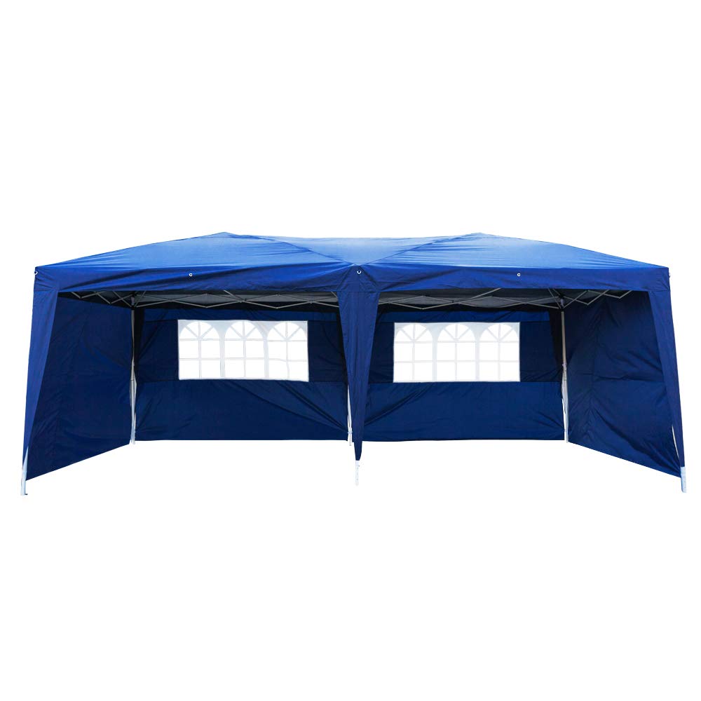 Simply-Me 10' x 20' Outdoor Canopy Tent Heavy Duty Pop Up Gazebo Canopy Party Tent Adjustable Practical Waterproof Folding Tent,4 Removable Sidewalls,2 Brighter Windows,w/Carry Bag,Blue