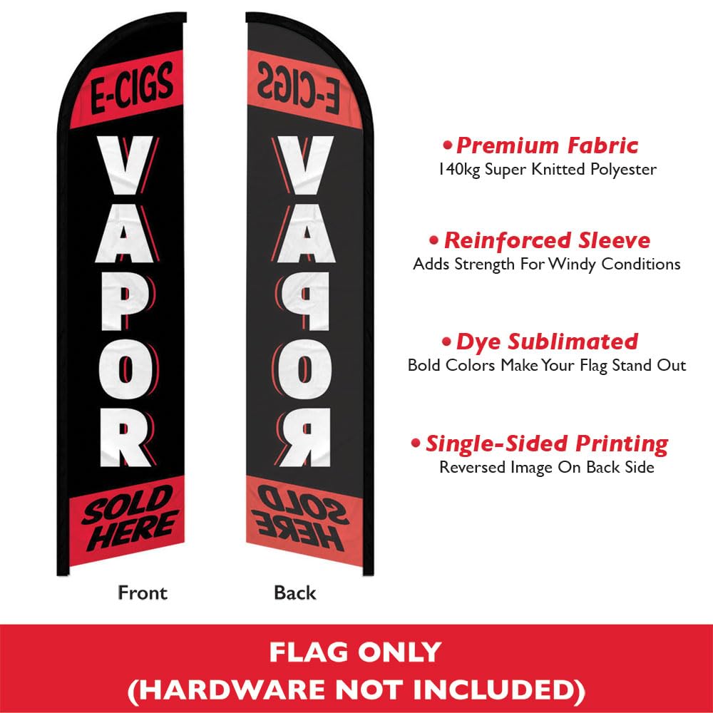 Infinity Republic - Vapor (Red & Black) Windless Full Sleeve Banner Swooper Flag - Perfect for Smoke Shops, Businesses, Vape Shops, Trade Shows etc!