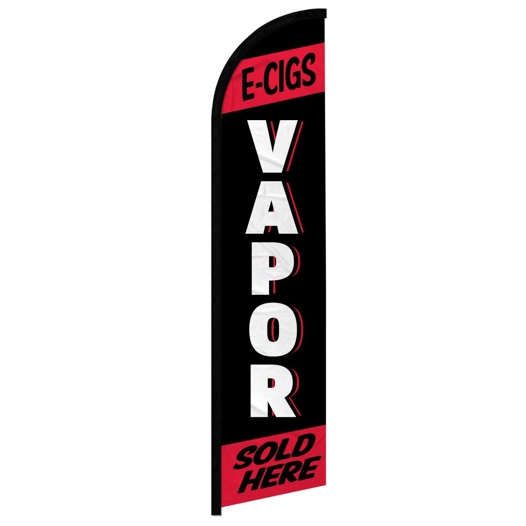 Infinity Republic - Vapor (Red & Black) Windless Full Sleeve Banner Swooper Flag - Perfect for Smoke Shops, Businesses, Vape Shops, Trade Shows etc!