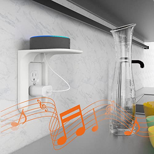 WALI Outlet Shelf Wall Holder, Standard Vertical Duplex Decorative Outlet Space Saving for Smart Home Speakers Anything up to 10lbs, Easy Install with in a Minute (OLS001-W), 1 Pack, White