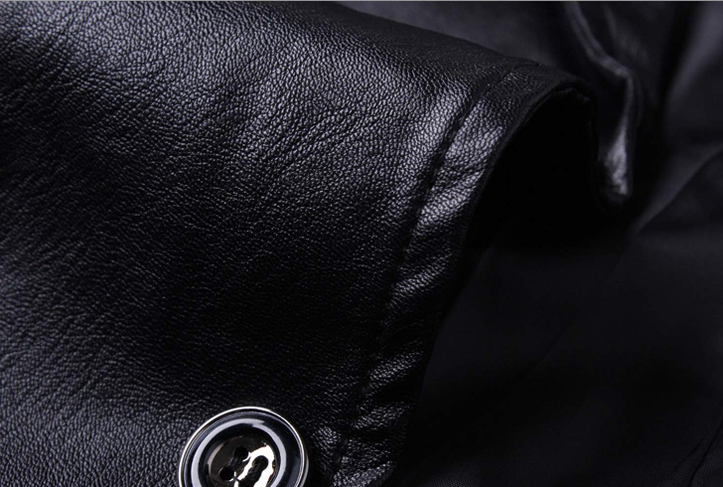 chouyatou Men's Stylish 2 Button Faux Leather Suit Blazer Jacket Sport Coat (Large, Black)