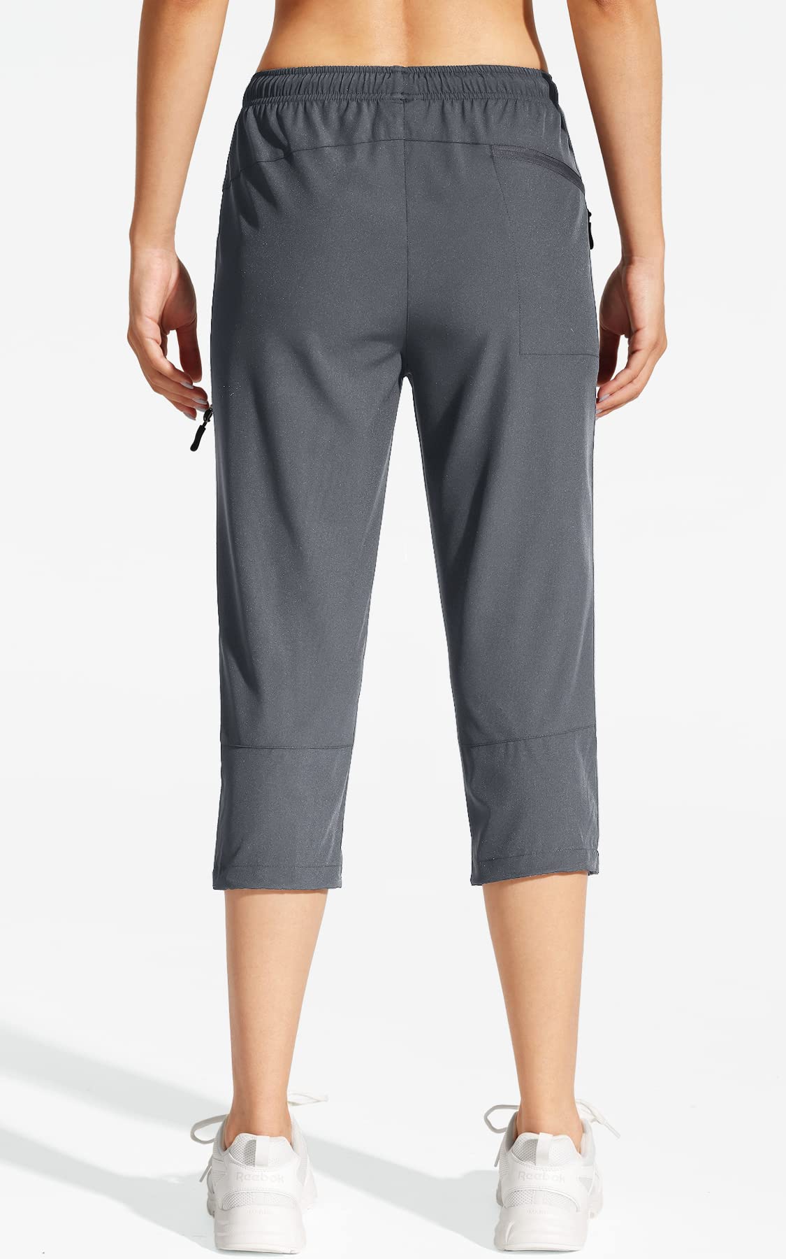 MOCOLY Women's Hiking Capris Pants Outdoor Lightweight Quick Dry Water Resistant UPF 50 Cargo Pants with Zipper Pockets Grey S